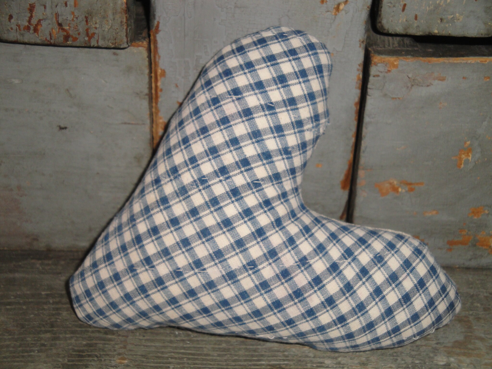 Vintage Antique Old Primitive Blue Homespun Fabric Quilt Heart ...