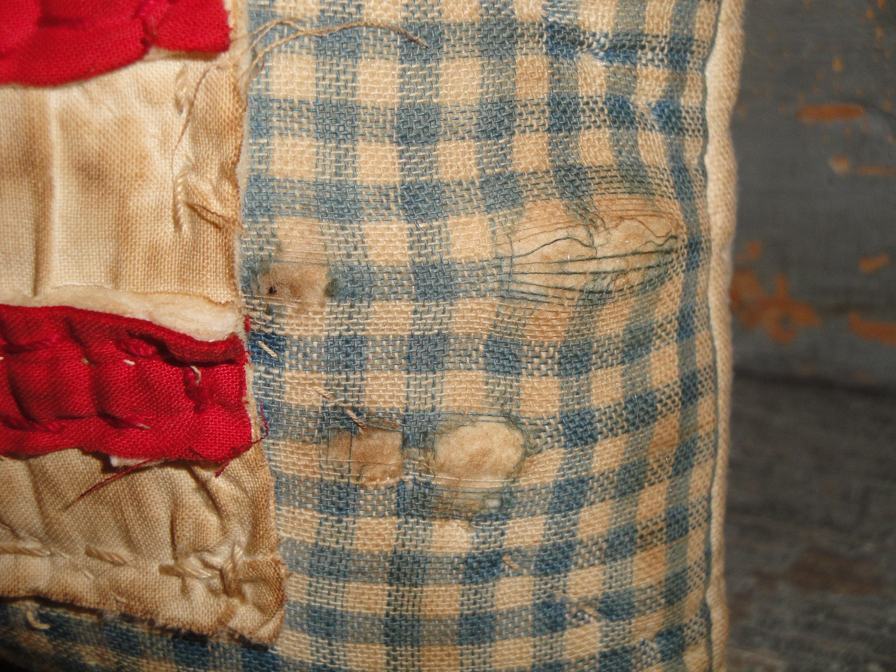 Old Antique Vintage Quilt Repurposed Primitive Tattered Aged ...
