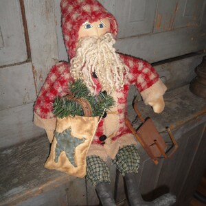 Primitive Handmade Cloth Santa Claus Fleece Coat Homespun Pants Wool ...