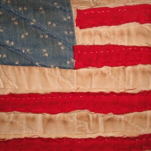 Old Antique Vintage Quilt Repurposed Primitive Tattered Aged ...