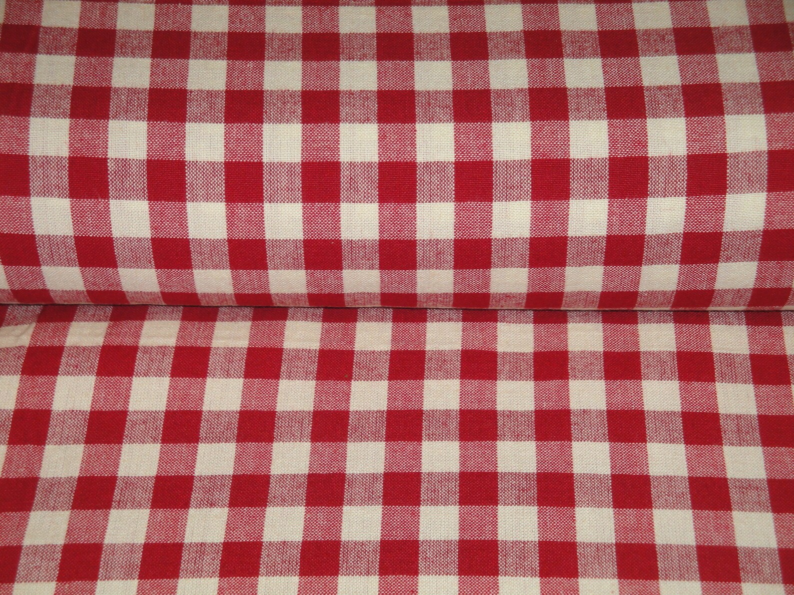 Large Check Red and Cream Primitive Woven Cotton Homespun | Etsy