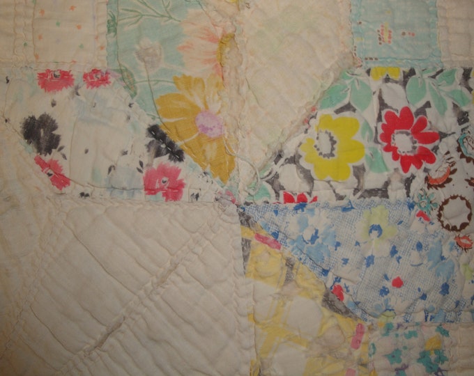 Old Vintage Antique Quilt Piece | Primitive Cutter Quilt Square | Quilt ...