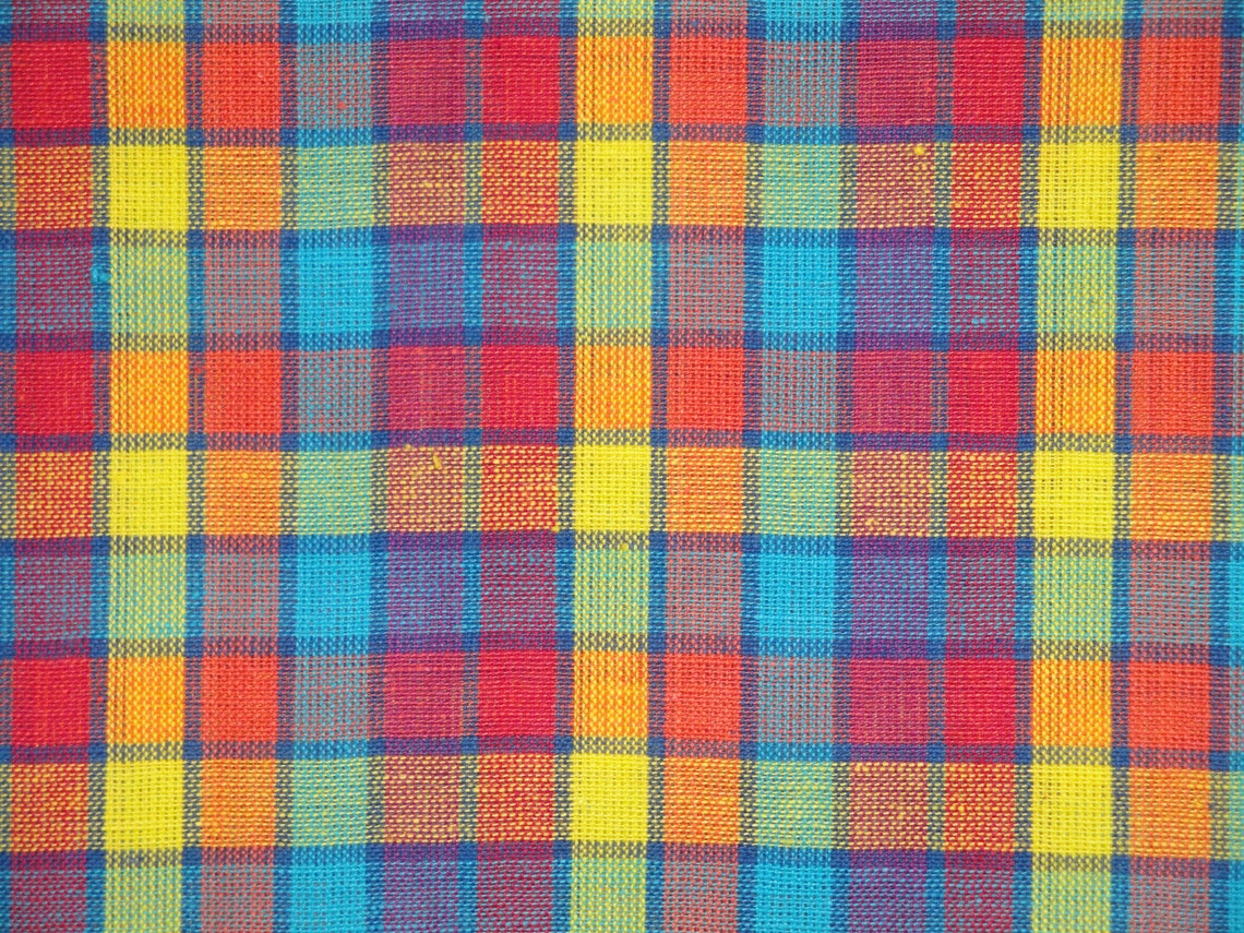 Woven Cotton Homespun Multi Color Plaid Fabric | Primitive Country ...