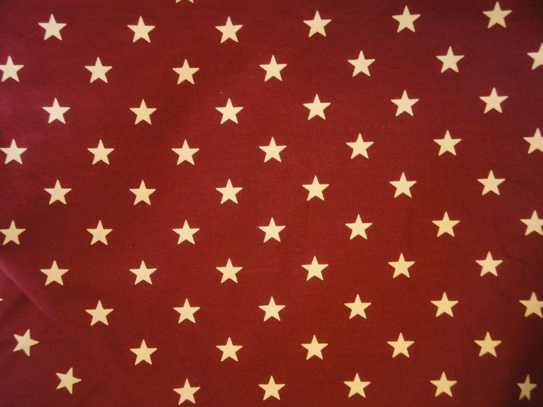 Barn Red Fabric With Ecru Stars Fabric | Primitive Star Old Glory ...