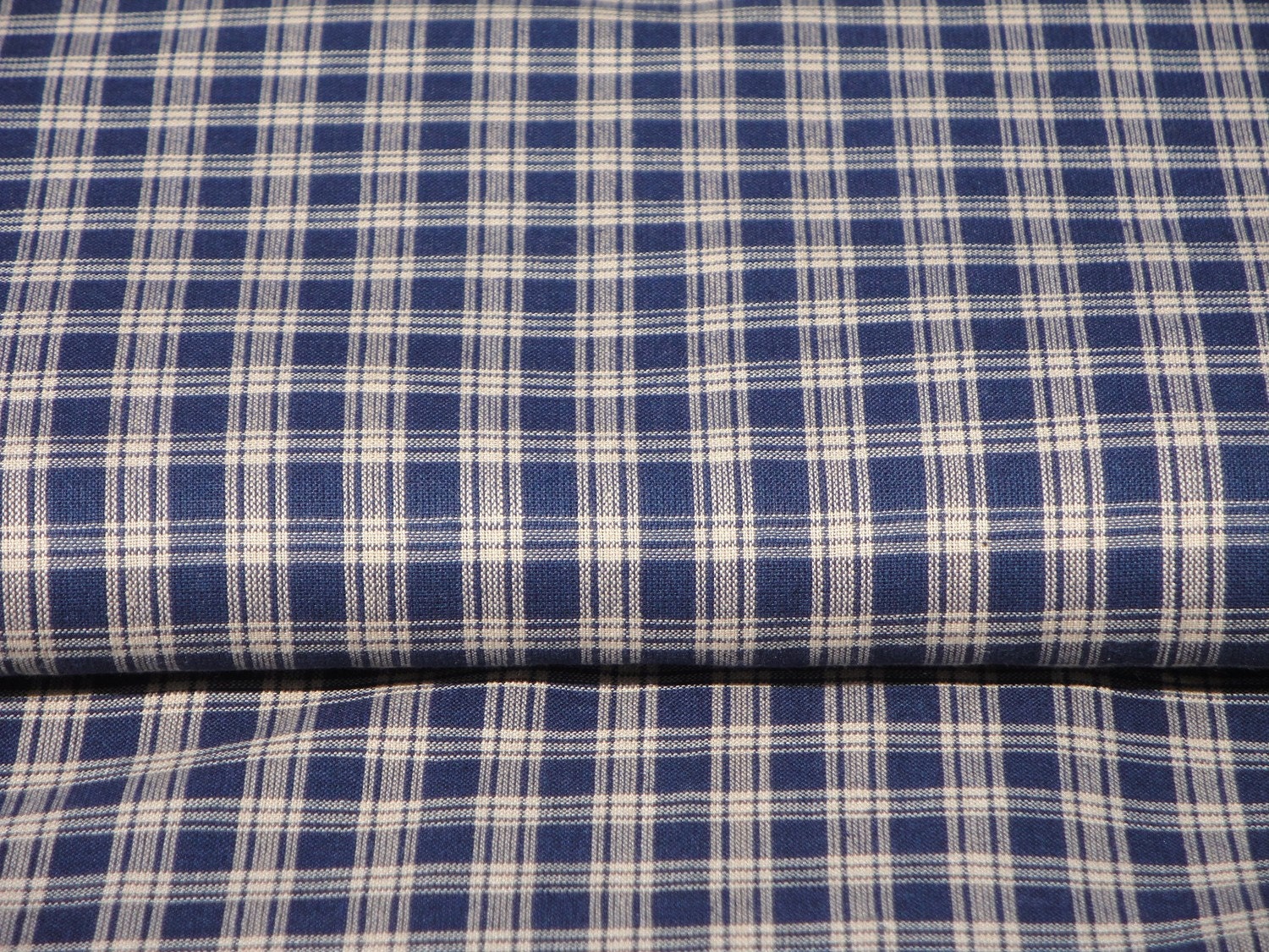Navy Blue and Natural Tan Basic Plaid Woven Cotton Primitive - Etsy