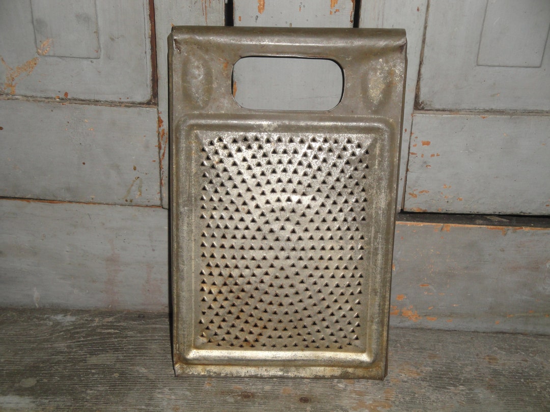 Old Primitive Vintage Antique Rustic Tin Grater With Handle | Country ...