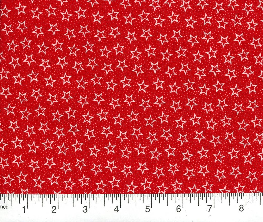Red White Stars Dots Cotton Fabric | Americana Old Glory Patriotic ...