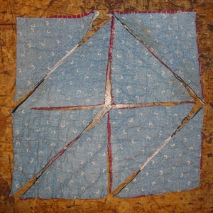 Old Blue Calico Quilt Scrap | Antique Blue Calico Quilt Scrap | Vintage ...
