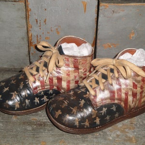 Primitive Painted Americana Hard Sole Toddler Shoes | Repurposed Old ...