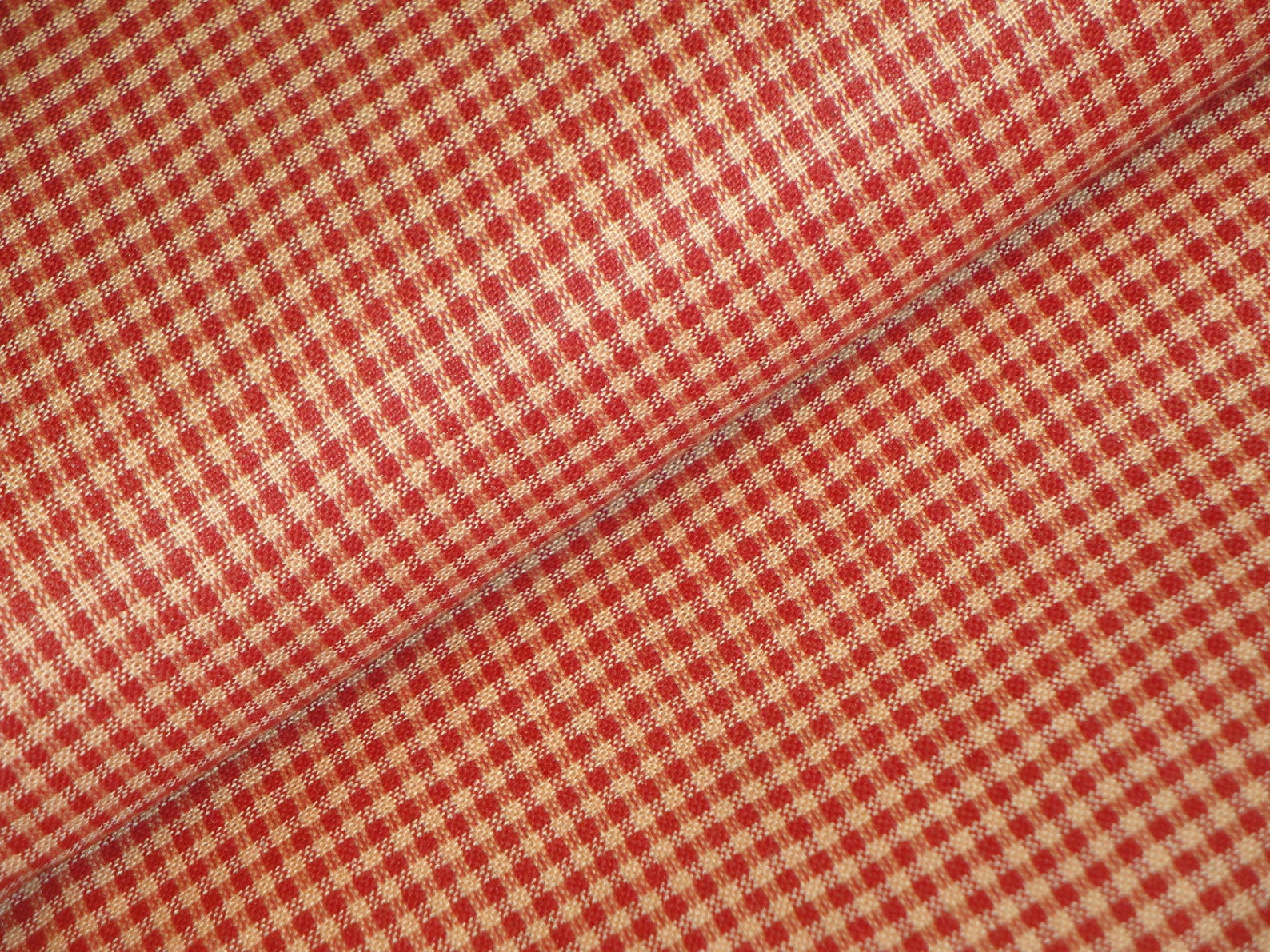 Red and Natural Tan Small Check Fabric Primitive Red Check - Etsy