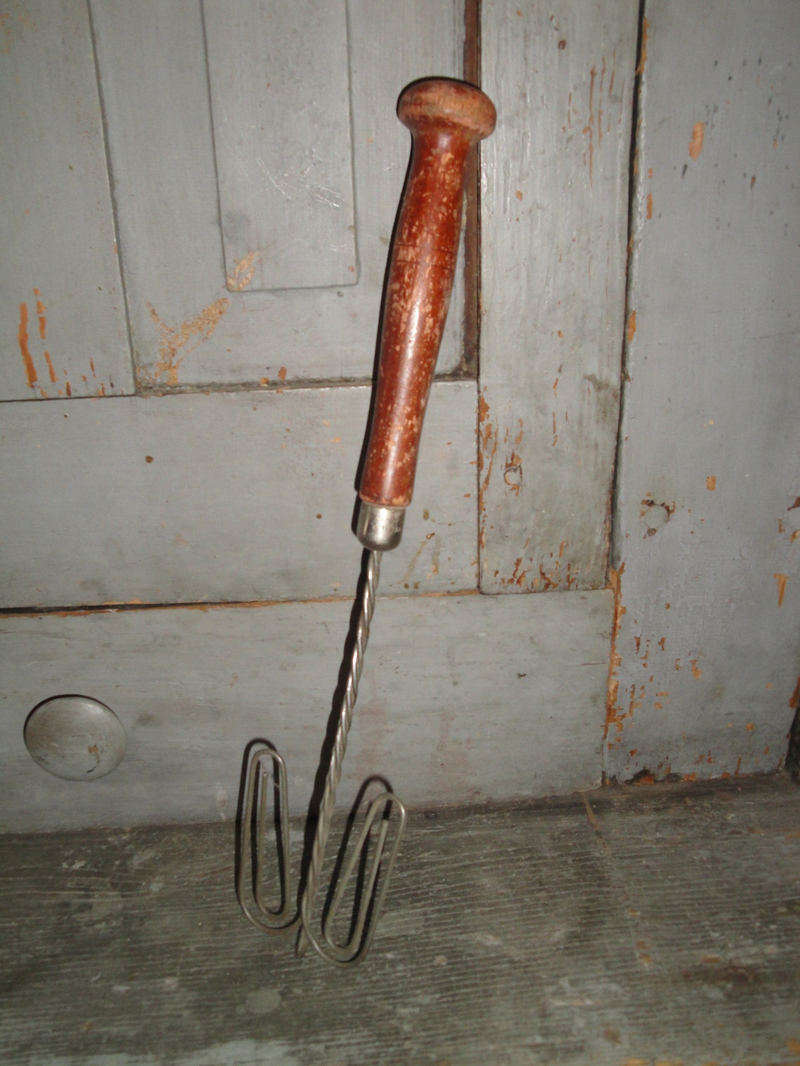Vintage Wood Handle Wire Mixer Beater | Antique Kitchen Cake Whip | Old ...