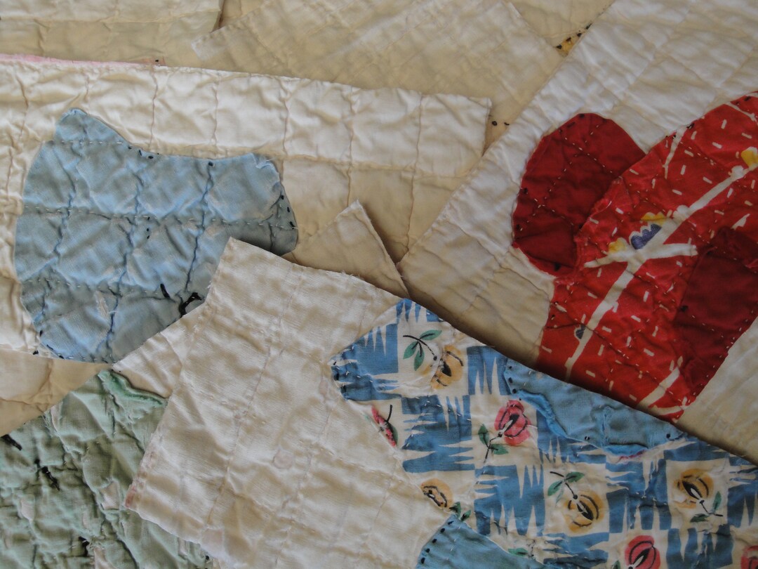 Old Vintage Antique Sun Bonnet Sue Quilt Scrap Pieces | 9 Primitive ...