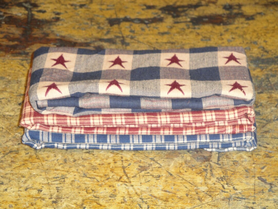 Americana Plaid Star Scrap Fabric Bundle Blue Wine Home - Etsy