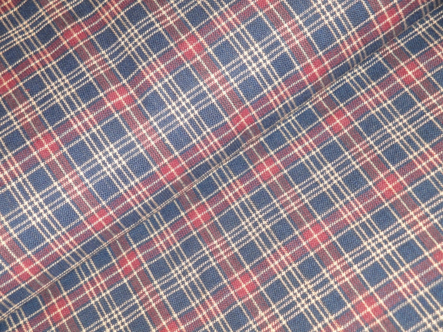 Homespun Material | Plaid Material | Navy Plaid Material | Old Glory ...