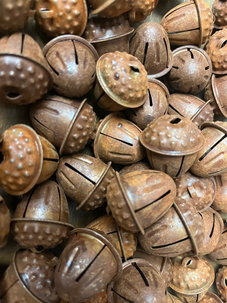 SMALL Primitive Rusty Metal Acorn Bells | Rustic Farmhouse Country ...