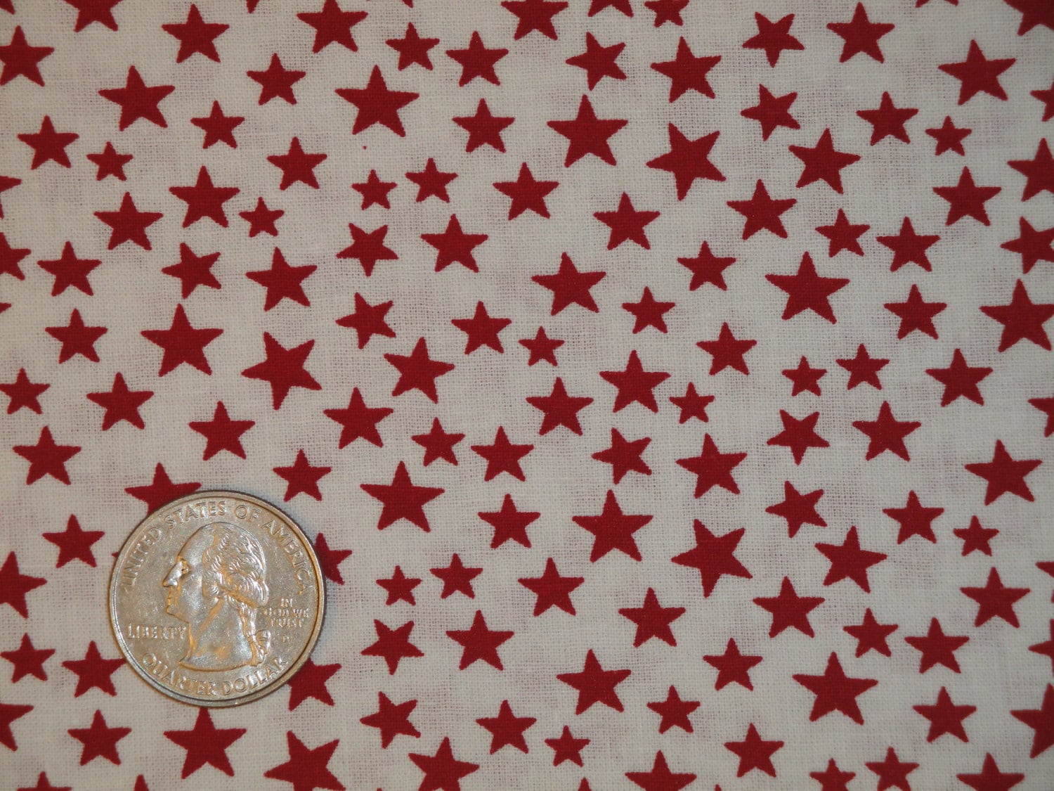 Star Fabric Scattered Star Fabric White With Red Star | Etsy
