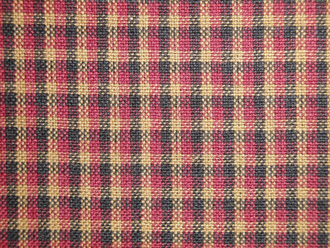 Small Plaid Woven Cotton Homespun Material | Colonial Plaid Material ...