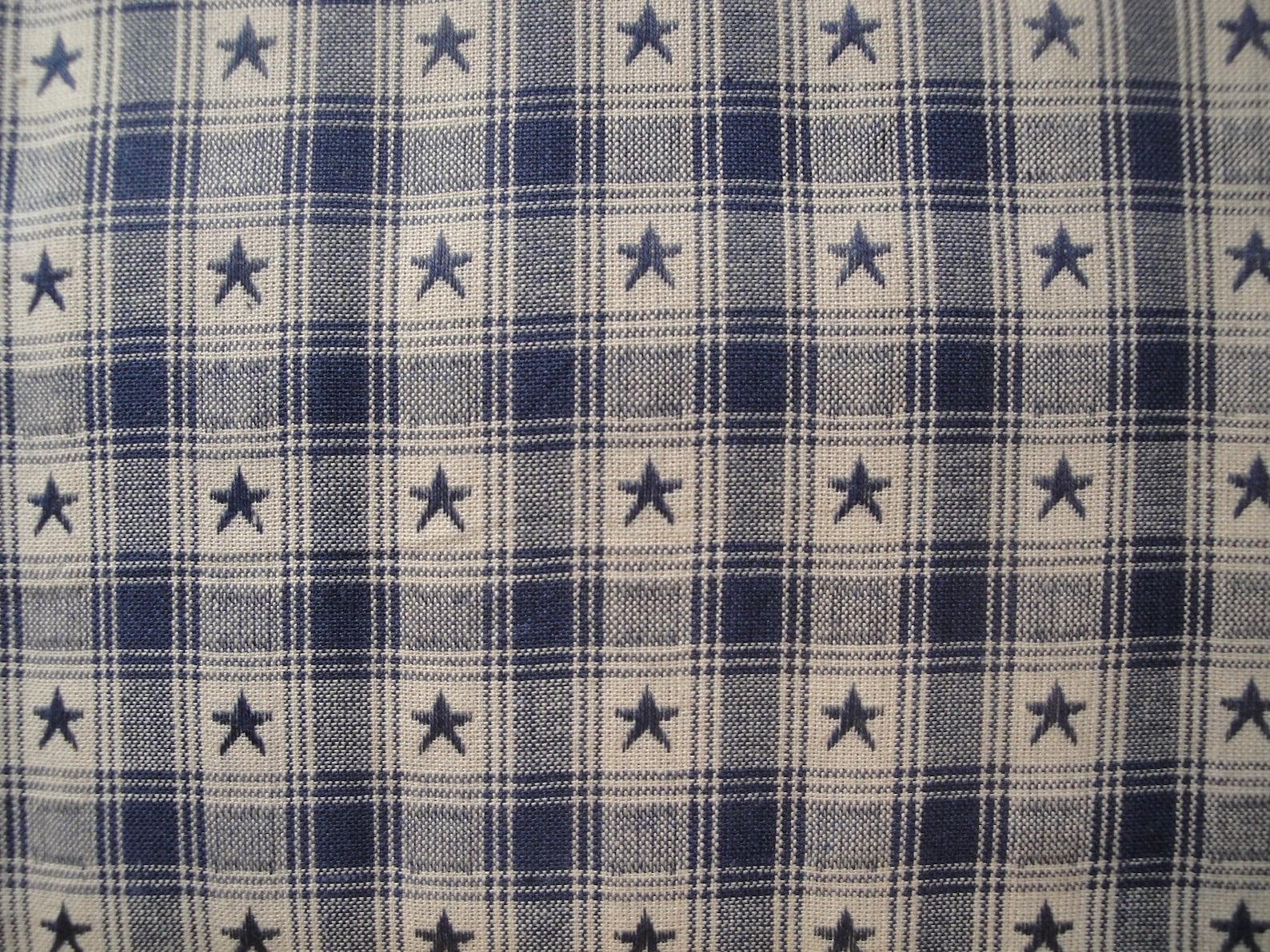 Navy Blue Star Plaid Fabric | Cotton Home Decor Fabric | Americana ...