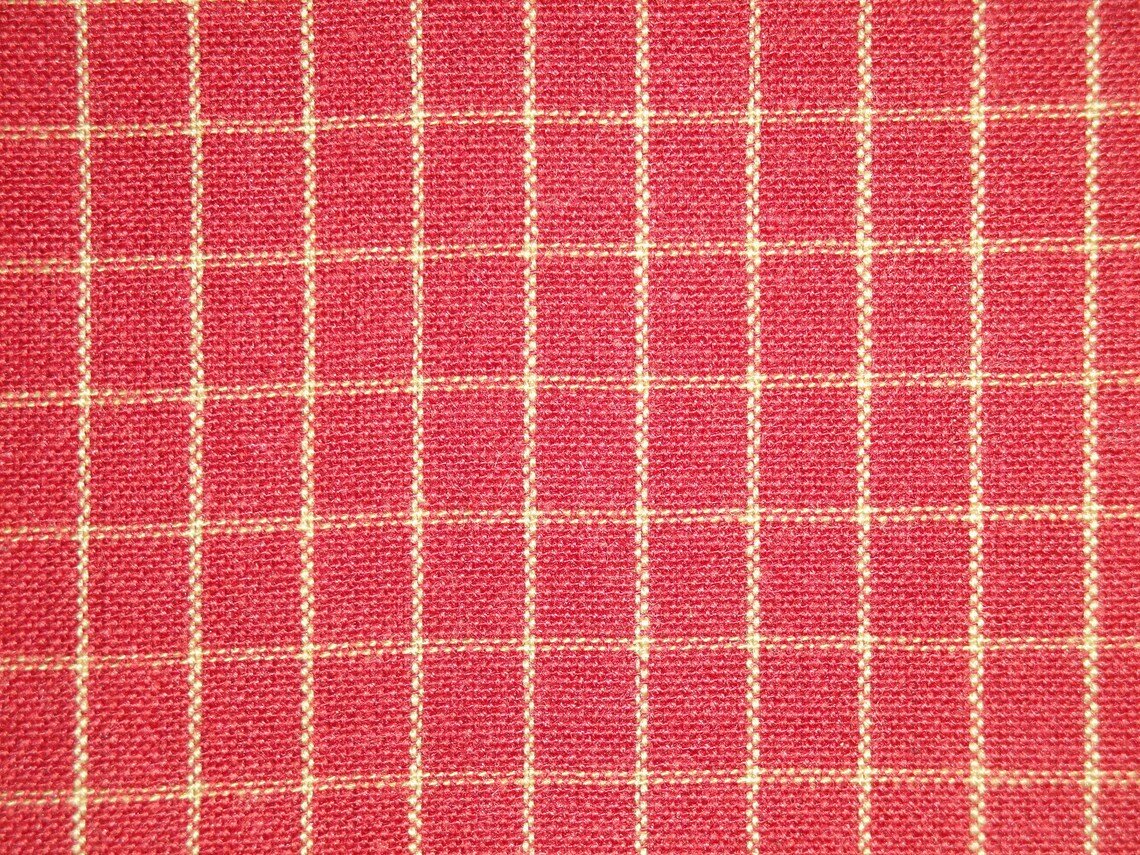 Red and Tea Dye Woven Small Window Pane Plaid Cotton Homespun | Etsy