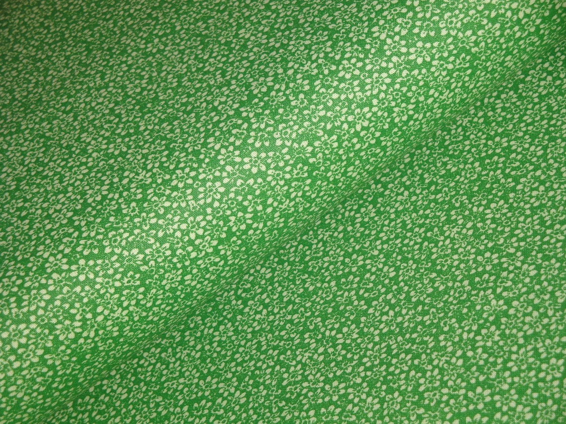 Reproduction Green Calico Fabric Flower Design | Old Antique Vintage ...