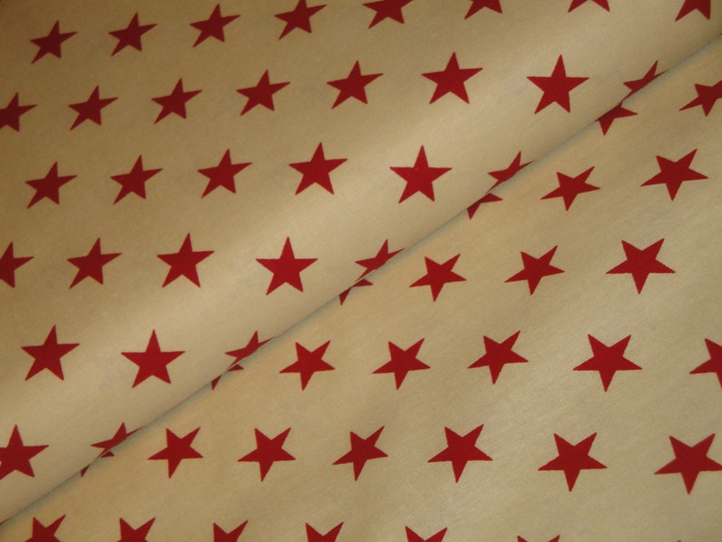 Cotton Star Fabric FAT QUARTER Tan And Red Star Fabric | Etsy