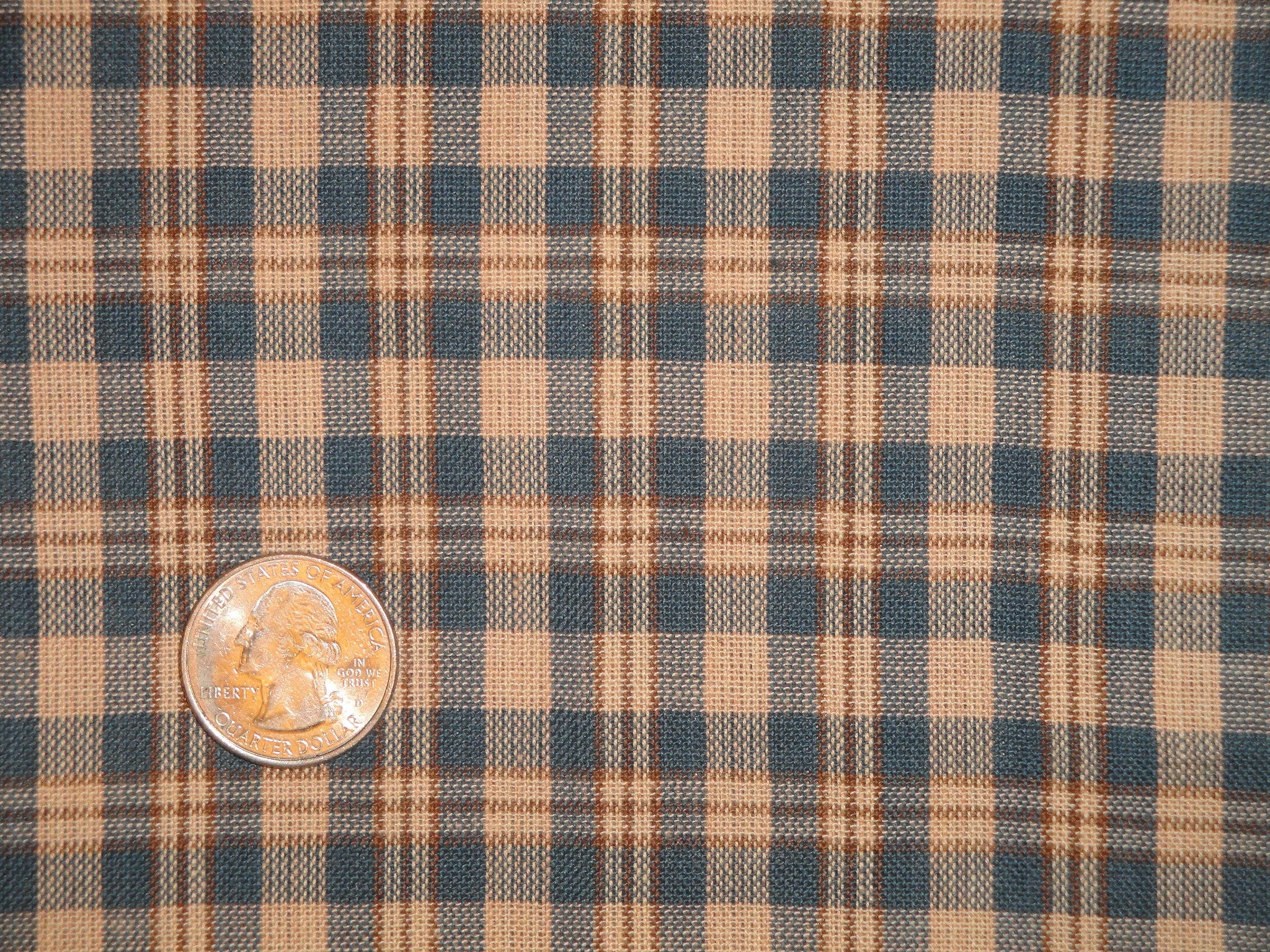 Blue Plaid Fabric Cotton Homespun Fabric Blue Khaki and | Etsy