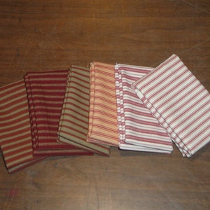 Red Ticking Fabric | Red Stripe Homespun Fabric | Cotton Twill Ticking ...