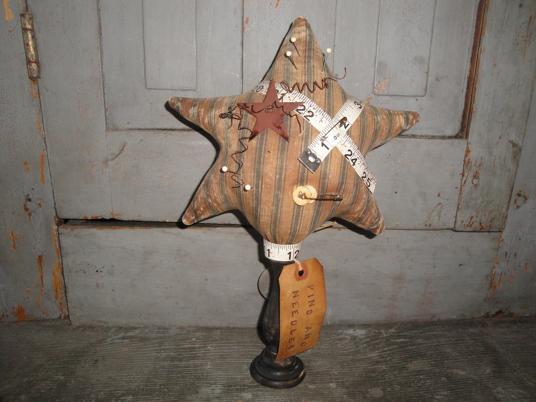 Old Ticking Star Pin Keep | Primitive Pin Cushion | Rustic Country ...