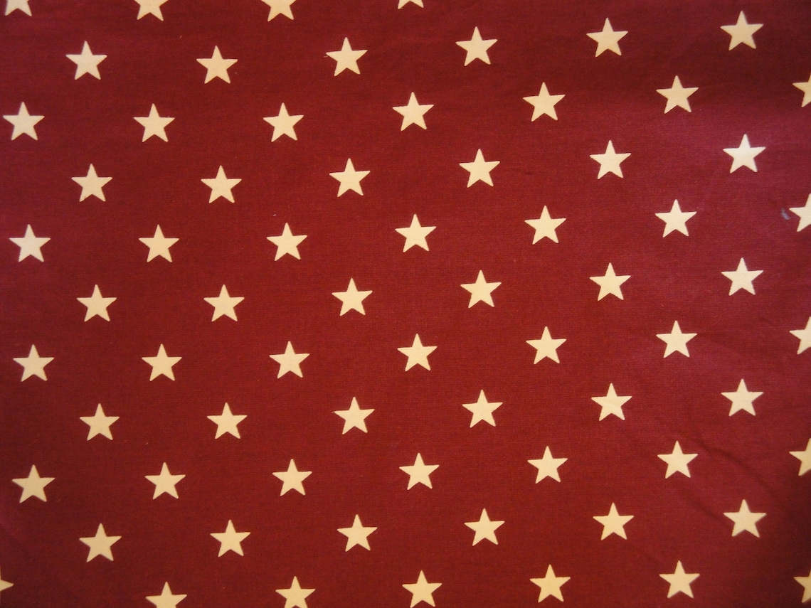 Barn Red Fabric With Ecru Stars Fabric Primitive Star Old | Etsy