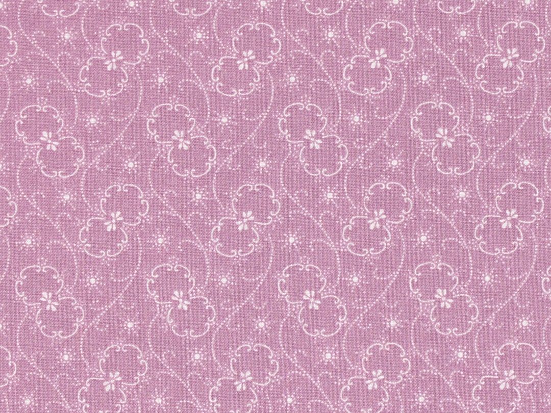 Classic Floral Reproduction LAVENDER Calico Cotton Sewing Fabric Flower ...