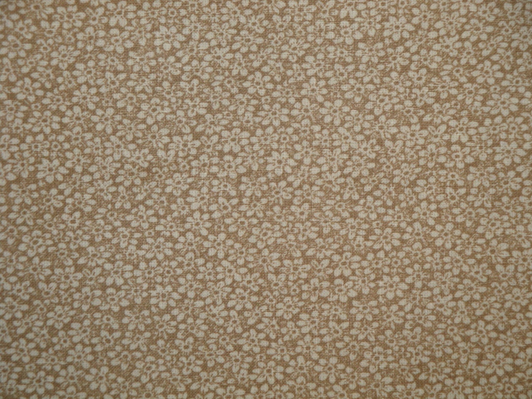 Reproduction LIGHT Brown Flower Design Calico Fabric | Primitive ...