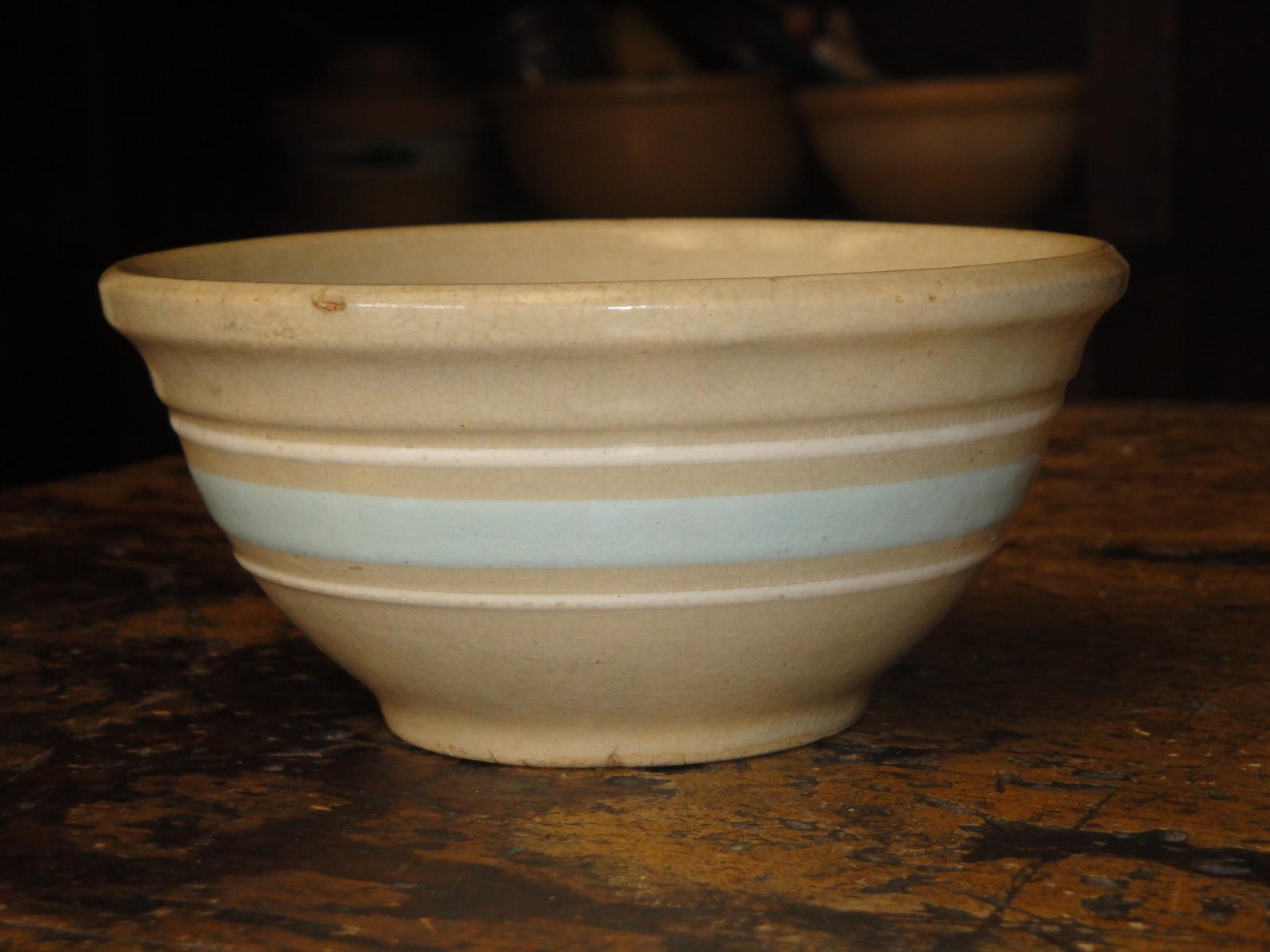 Ed C Jones Watt Oven Ware Banded Six Inch Yellowware Bowl Farmhouse ...