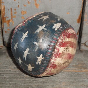 Patriotic Americana Stars Stripes Hand Painted Baseball | Repurposed ...