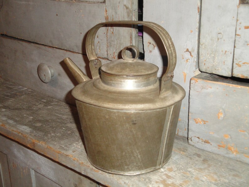 Vintage Old Antique Primitive Pieced Tin Tea Pot With Folding - Etsy