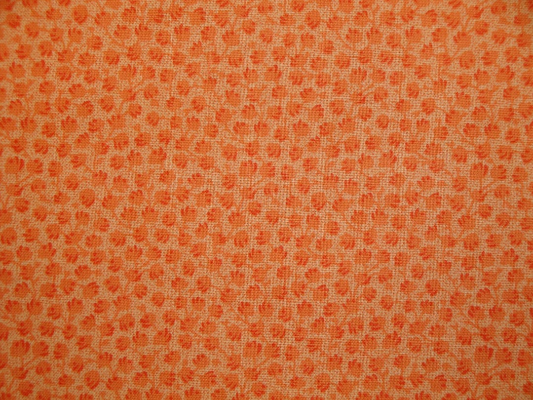 Orange Petals Reproduction Calico Fabric | Old Antique Vintage Look ...