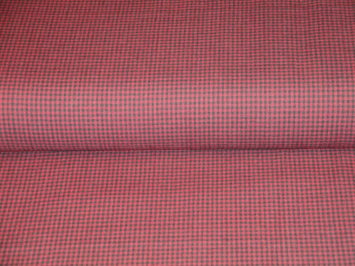 Wine and Black Small Check Fabric Woven Cotton Homespun | Etsy