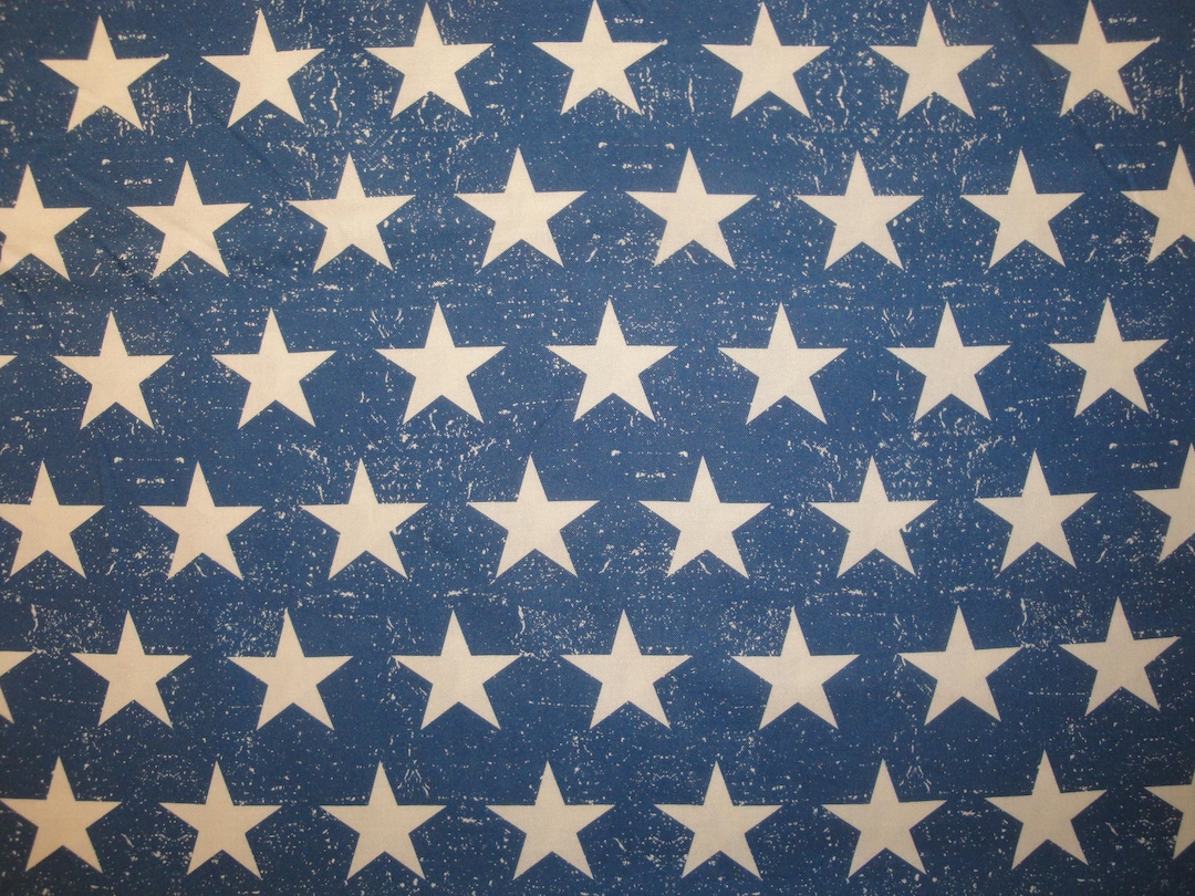 Distressed Blue Natural Stars Combed Cotton Digital Print Fabric ...