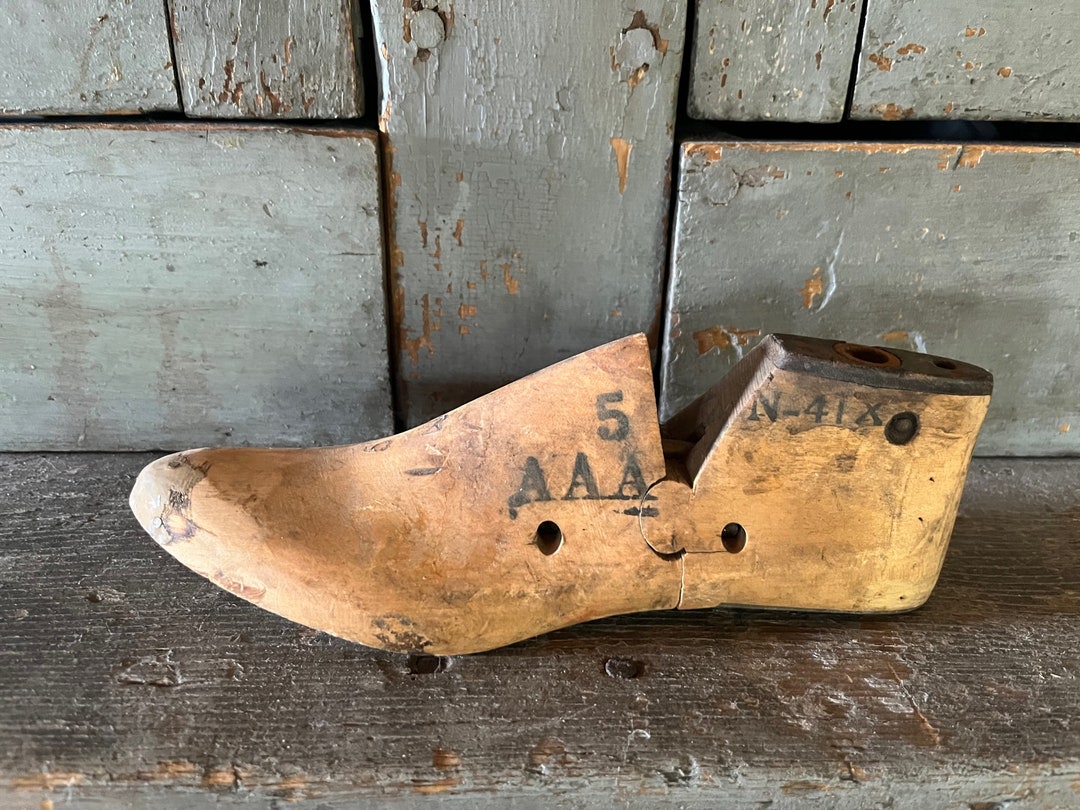 Antique Vintage Primitive Rustic Wood Shoe Form Size 5AAA Shoe Last ...