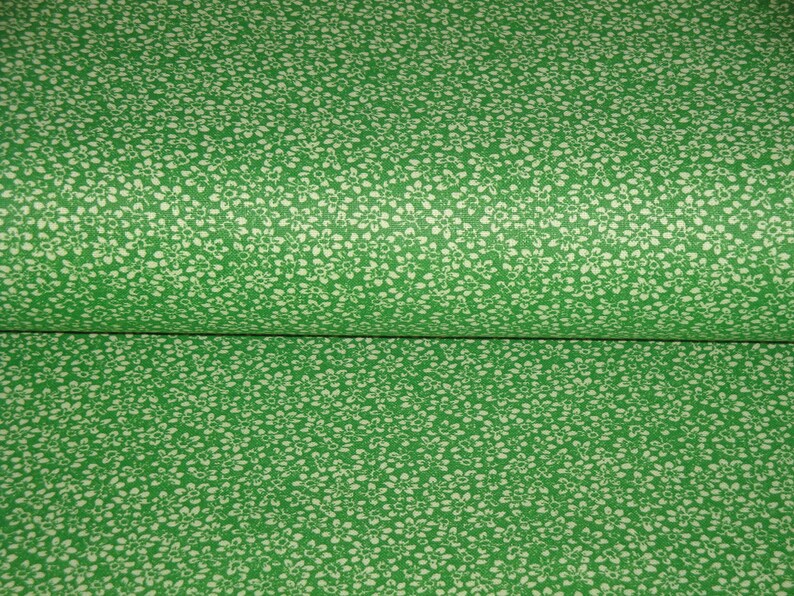 Reproduction Green Calico Fabric Flower Design | Old Antique Vintage ...
