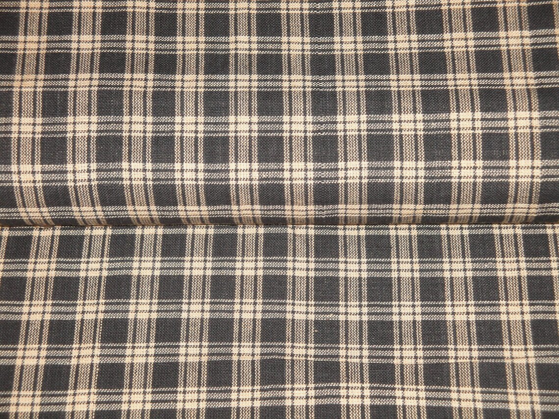 Black Natural Tan Basic Plaid Woven Cotton Homespun Fabric | Etsy