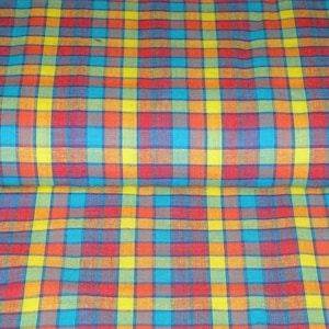 Woven Cotton Homespun Multi Color Plaid Fabric | Primitive Country ...