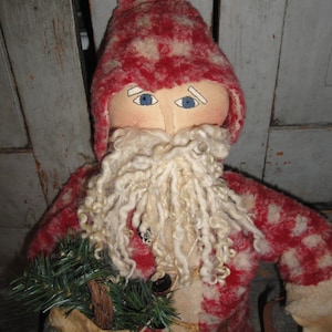 Primitive Handmade Cloth Santa Claus Fleece Coat Homespun Pants Wool ...