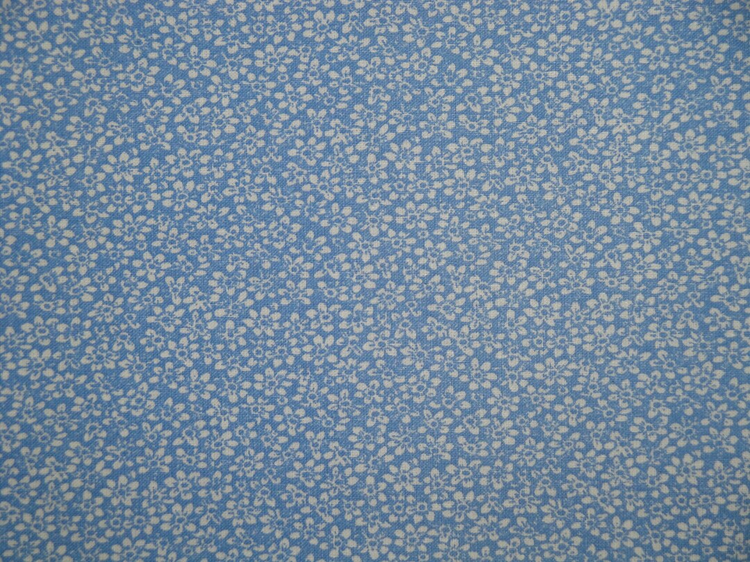 Reproduction LIGHT Blue Calico Cotton Fabric Flower Design | Old ...