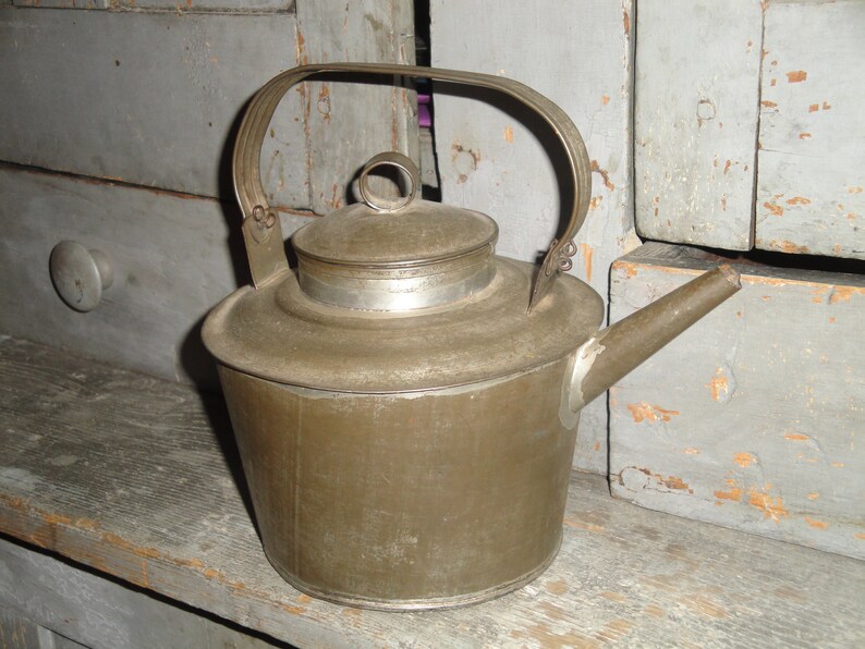 Vintage Old Antique Primitive Pieced Tin Tea Pot With Folding - Etsy