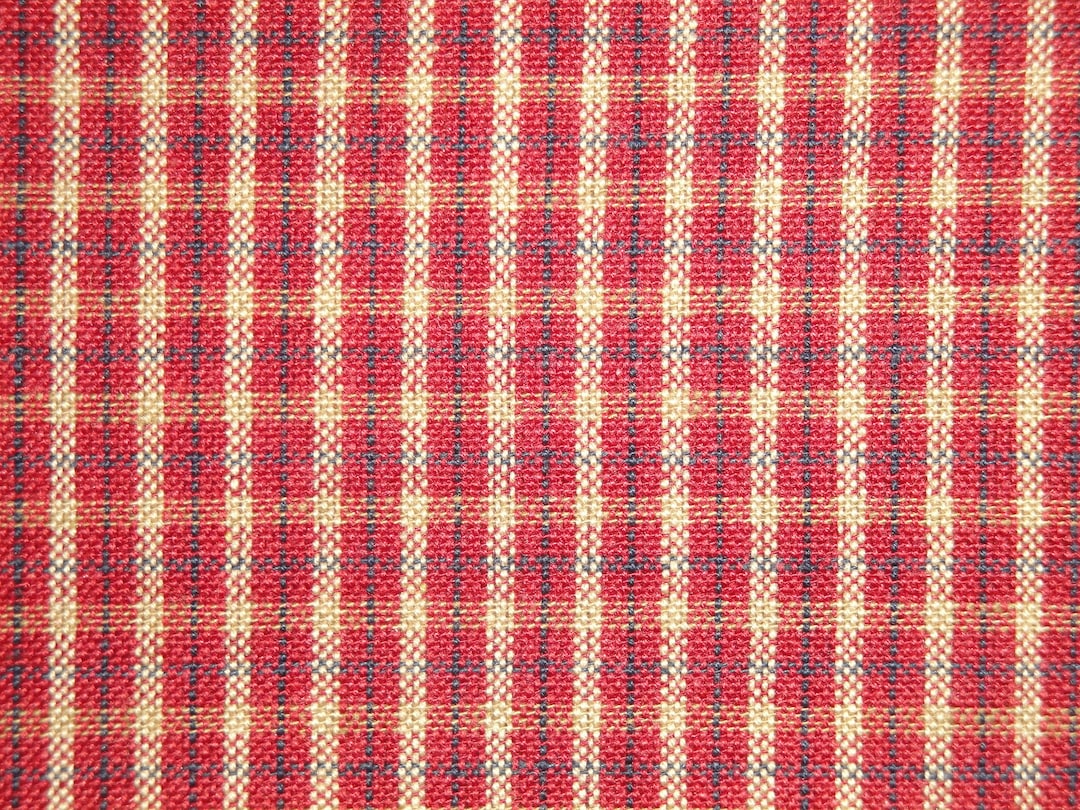Barn Red Small Plaid Homespun Fabric | Americana Cotton Quilt Fabric ...