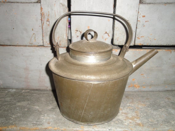 Vintage Old Antique Primitive Pieced Tin Tea Pot With Folding | Etsy