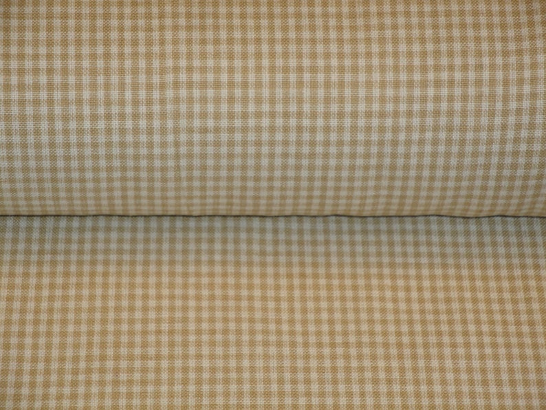 Check Fabric | Wheat and Cream Small Check Homespun Fabric | Cotton ...