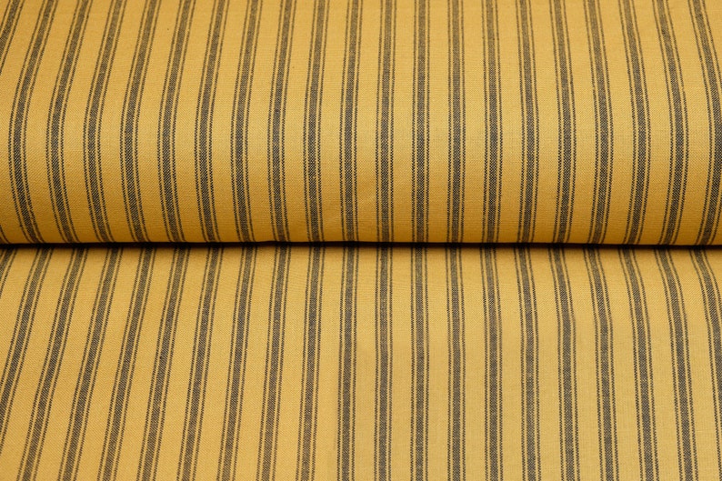 Homespun Ticking Fabric | Mustard and Black Woven Ticking Fabric ...