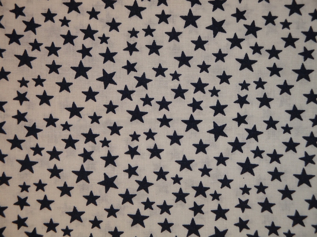 Scattered Star Fabric | White With Navy Star Fabric | Quilt Fabric ...
