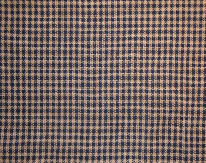 Green and Tea Dye Small Check Woven Cotton Homespun Fabric Farmhouse ...